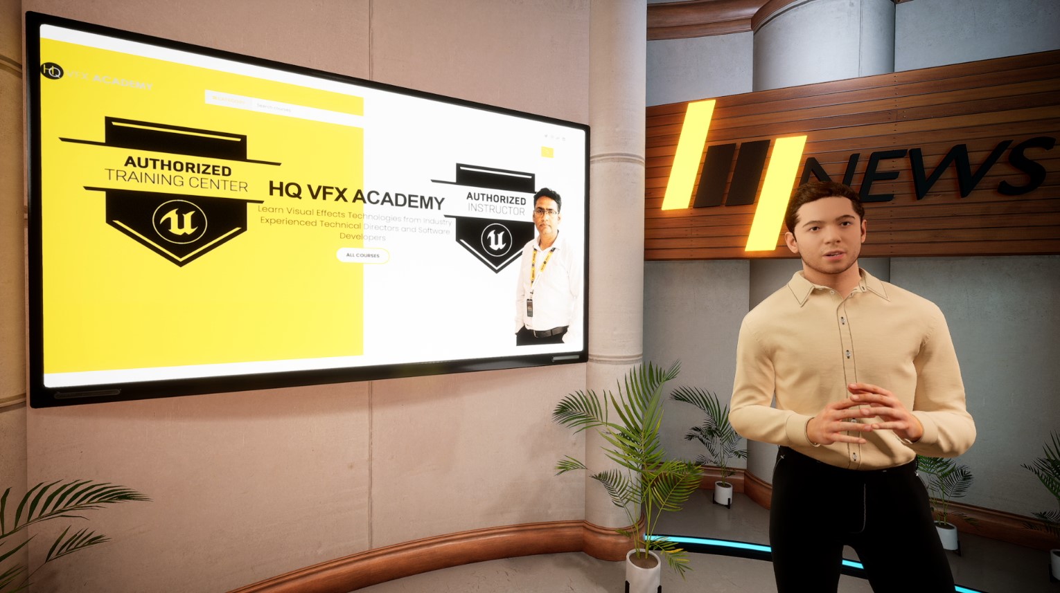 HQ NEWS – Futuristic 3D CGI AI Anchor Presents HQ VFX Academy - HQ VFX HQ NEWS – Futuristic 3D CGI AI Anchor Presents HQ VFX Academy - HQ VFX